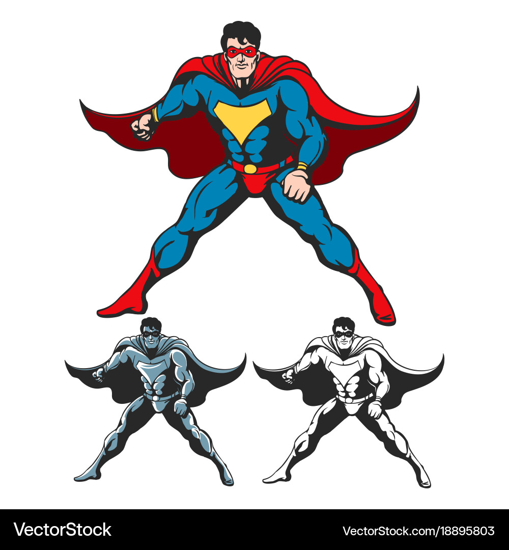 Cartoon superhero set Royalty Free Vector Image