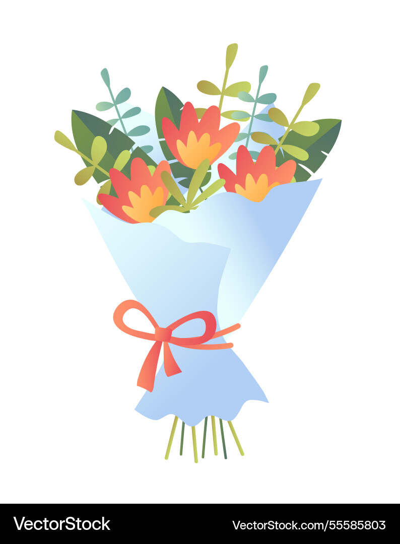 Flower bouquet in wrapper Royalty Free Vector Image