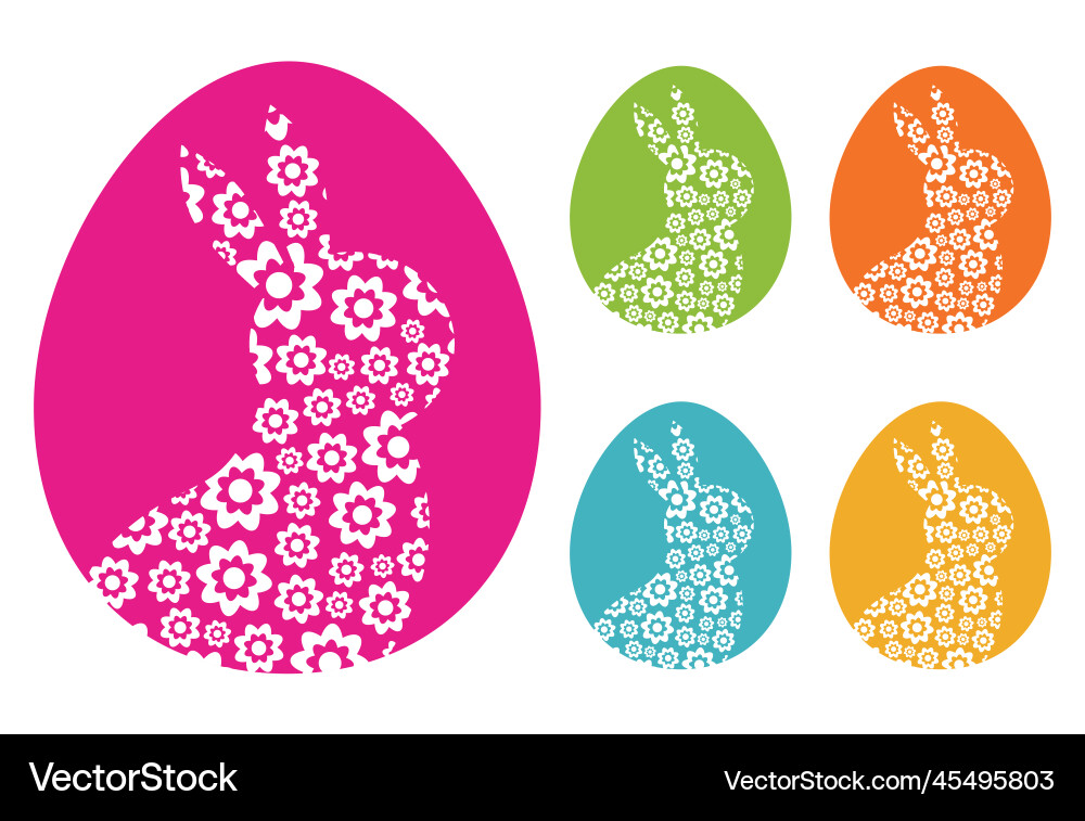 Happy Easter Set Of Eggs Royalty Free Vector Image