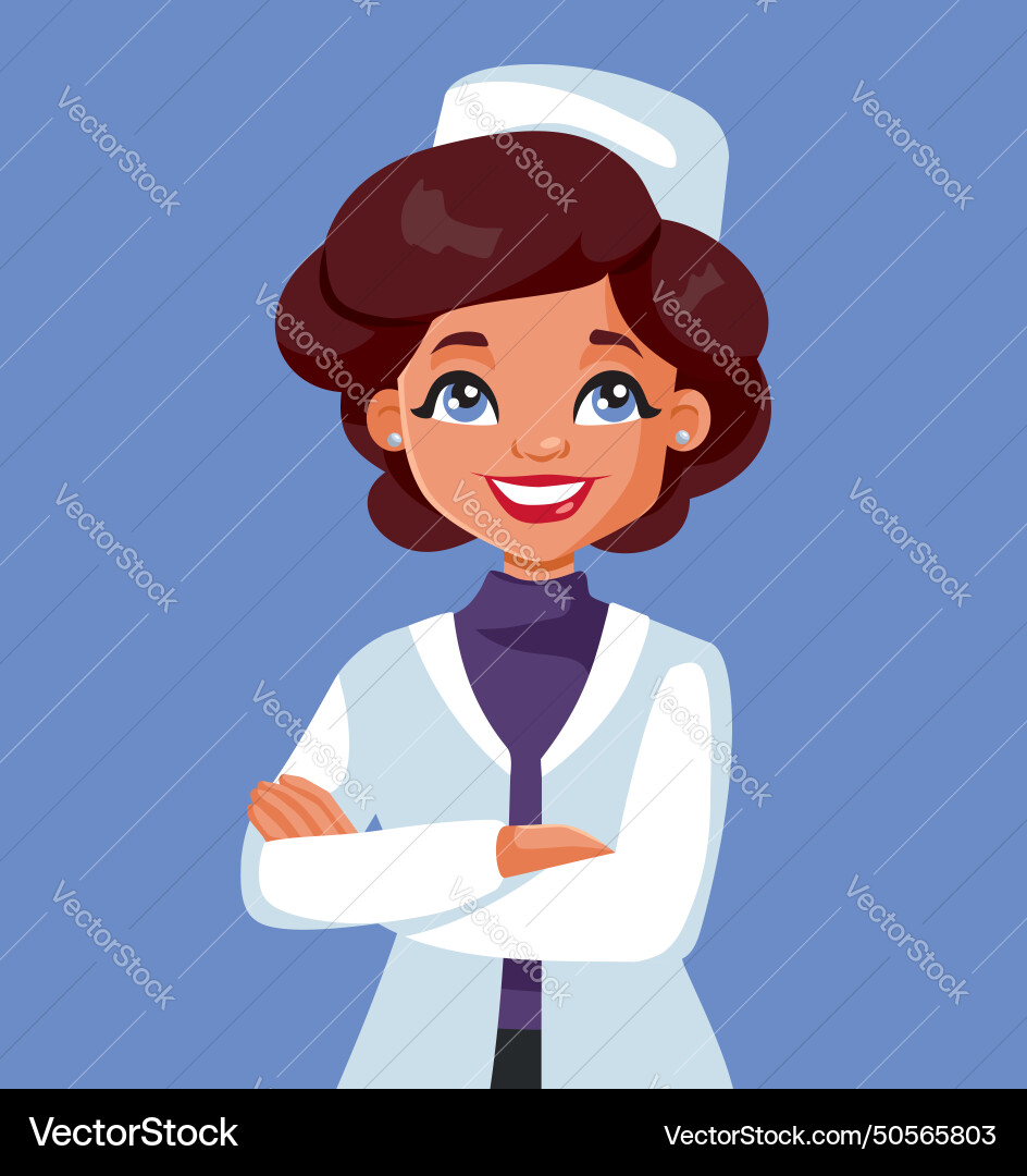 Happy general practitioner standing with arms Vector Image