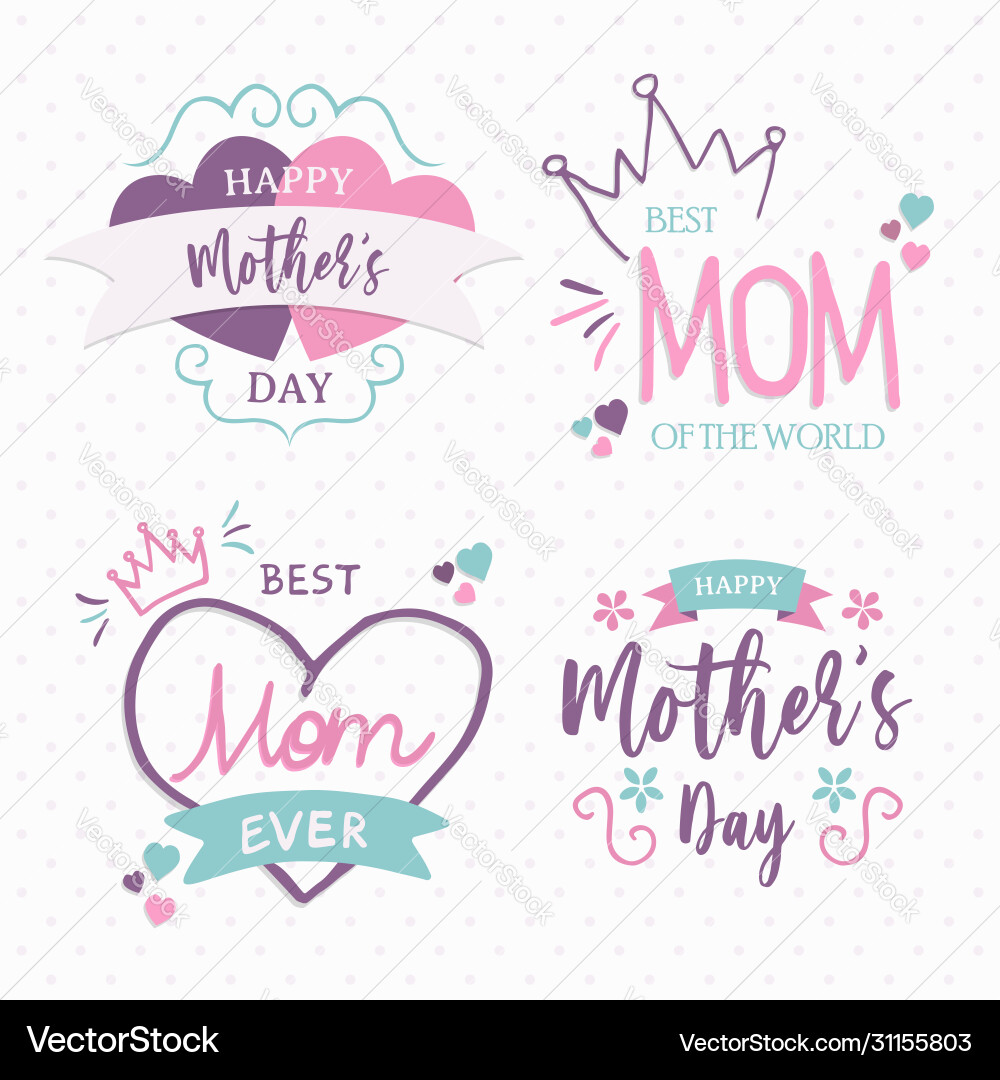 Pink Mother's Day Typography Set Royalty Free Vector Image