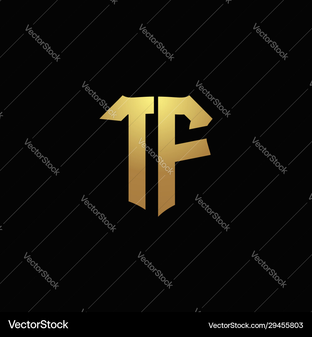 Tf logo monogram with gold colors and shield Vector Image
