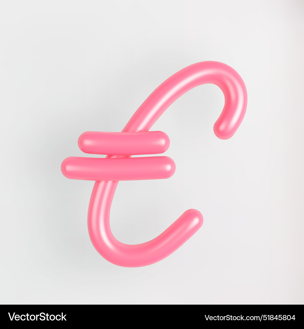 3d pink script euro sign on light background cute Vector Image