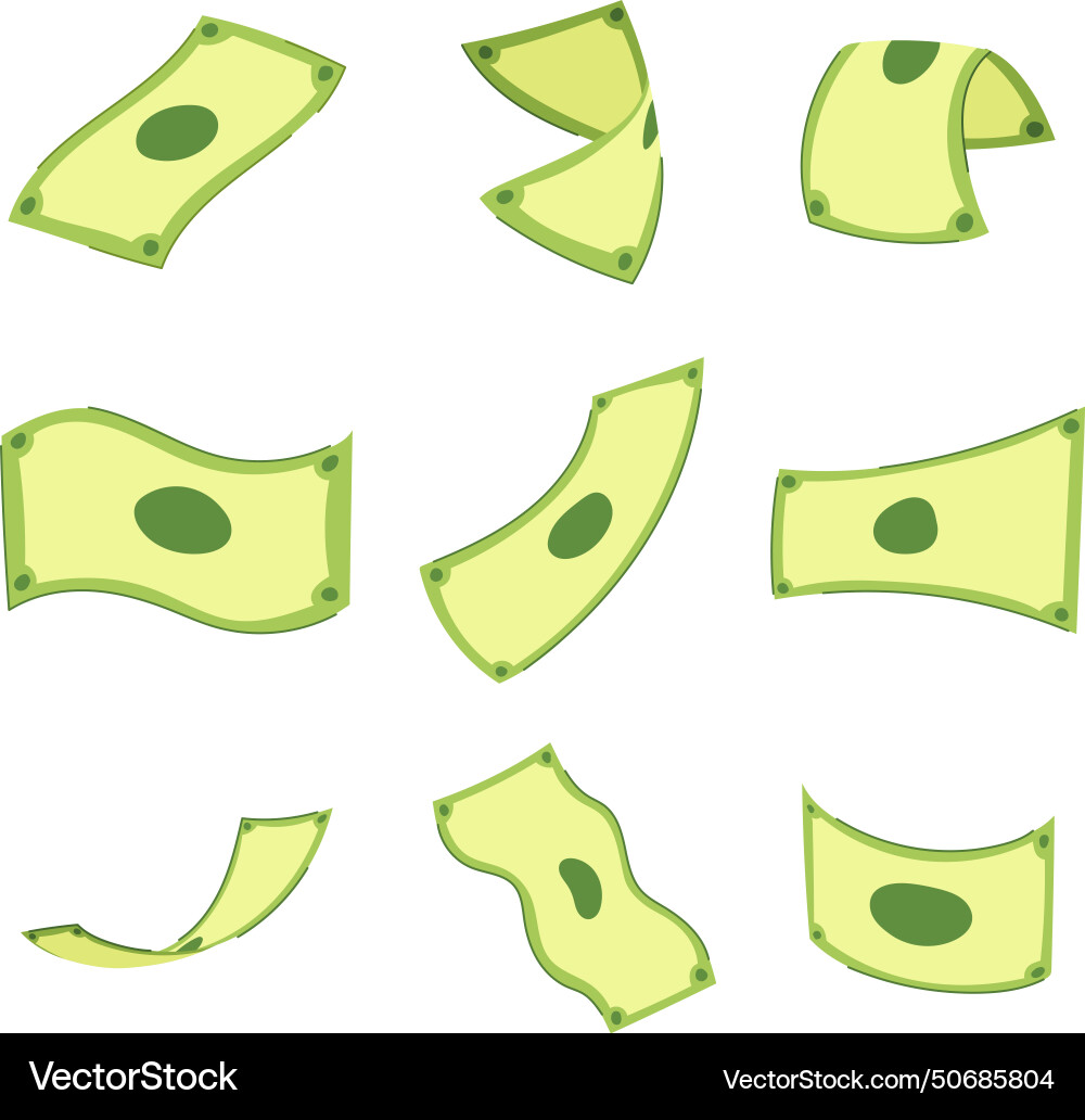 Cash set cartoon Royalty Free Vector Image - VectorStock