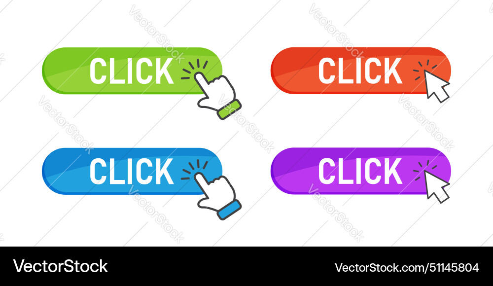 Click here banner icon in flat style ecommerce Vector Image