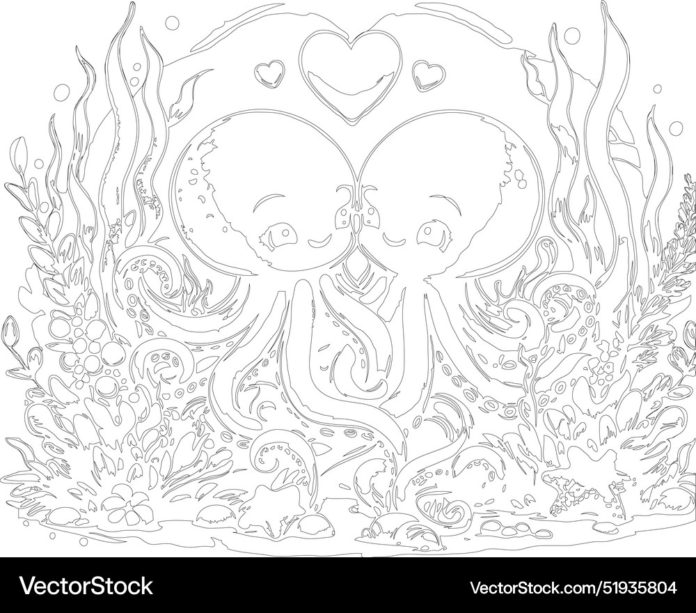 Cute octopus love stock Royalty Free Vector Image