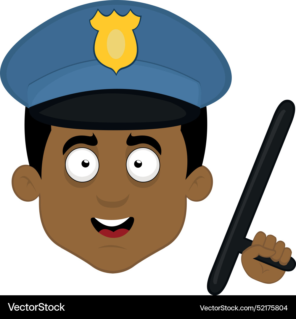 Face policeman blackjack Royalty Free Vector Image