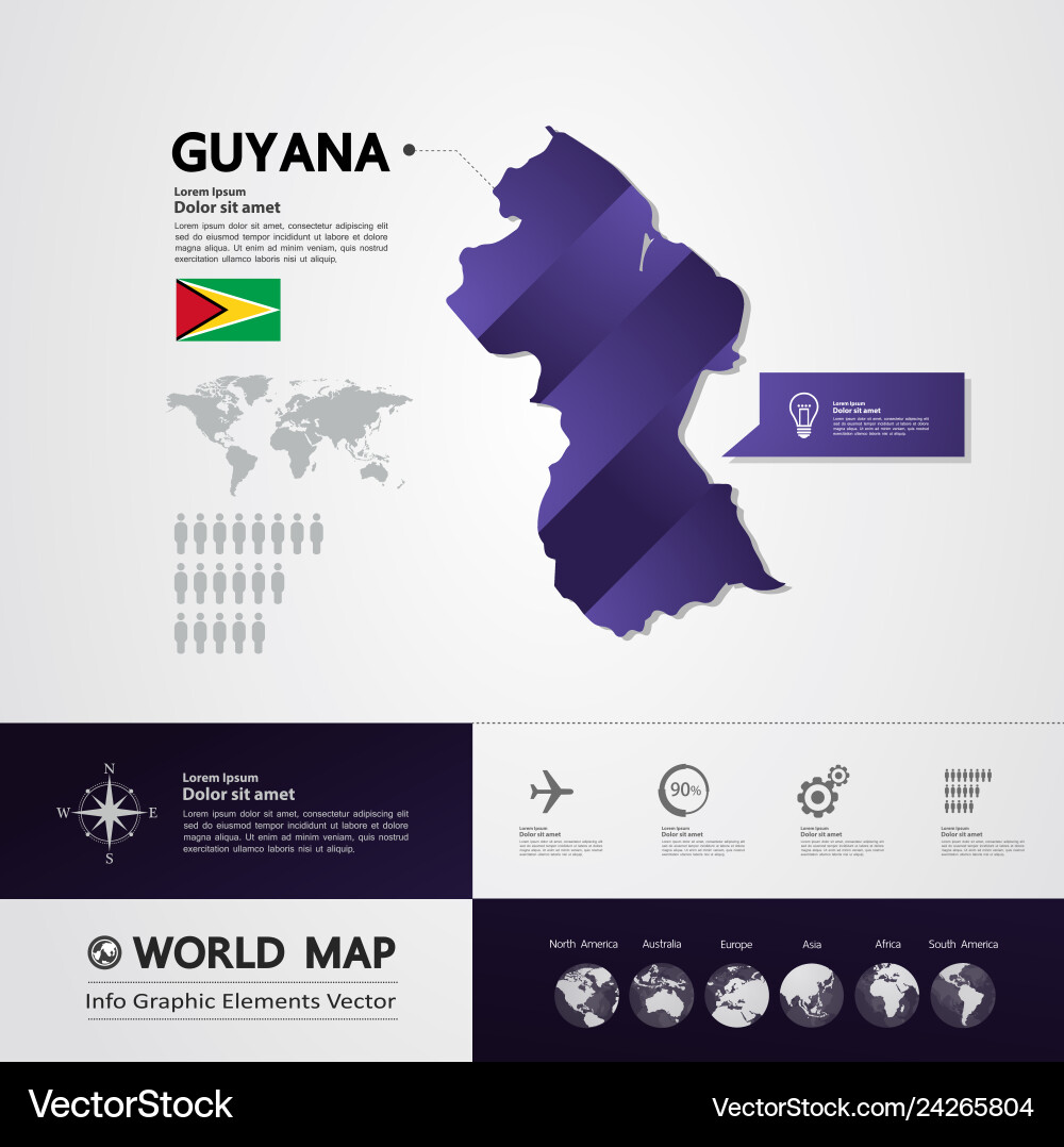 Guyana map Royalty Free Vector Image - VectorStock
