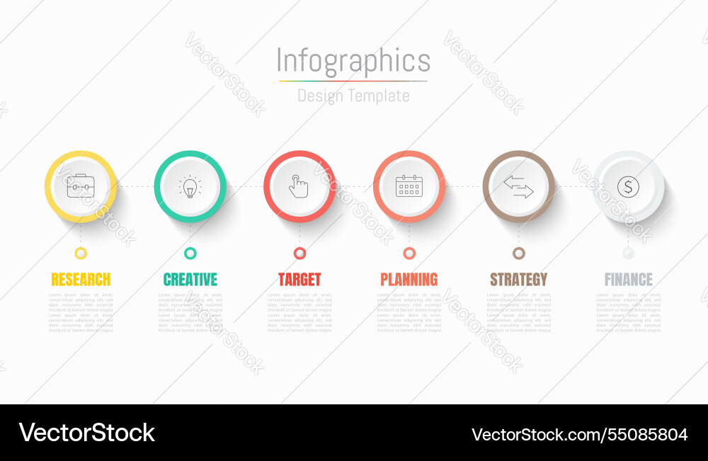 Infographic 6 options design elements Royalty Free Vector