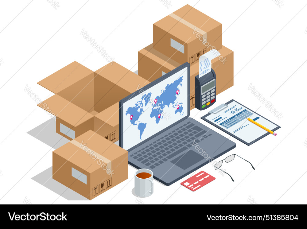 Isometric logistics business logistics warehouse Vector Image