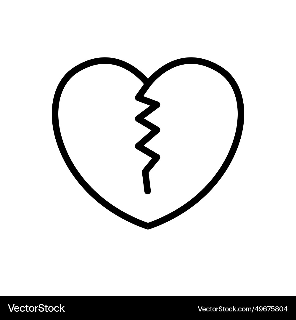 Love crack line icon logo Royalty Free Vector Image