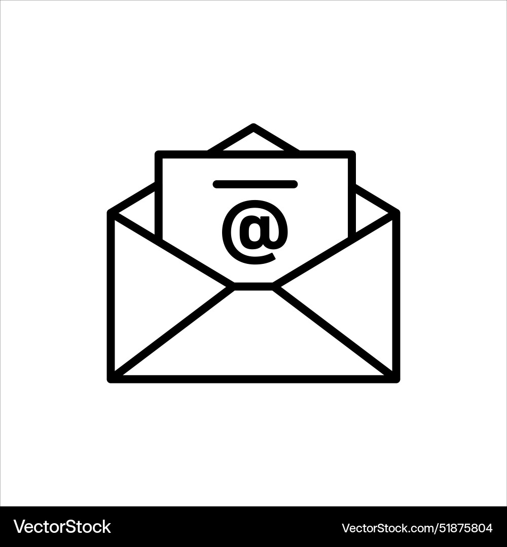 Open email icon outline flat Royalty Free Vector Image
