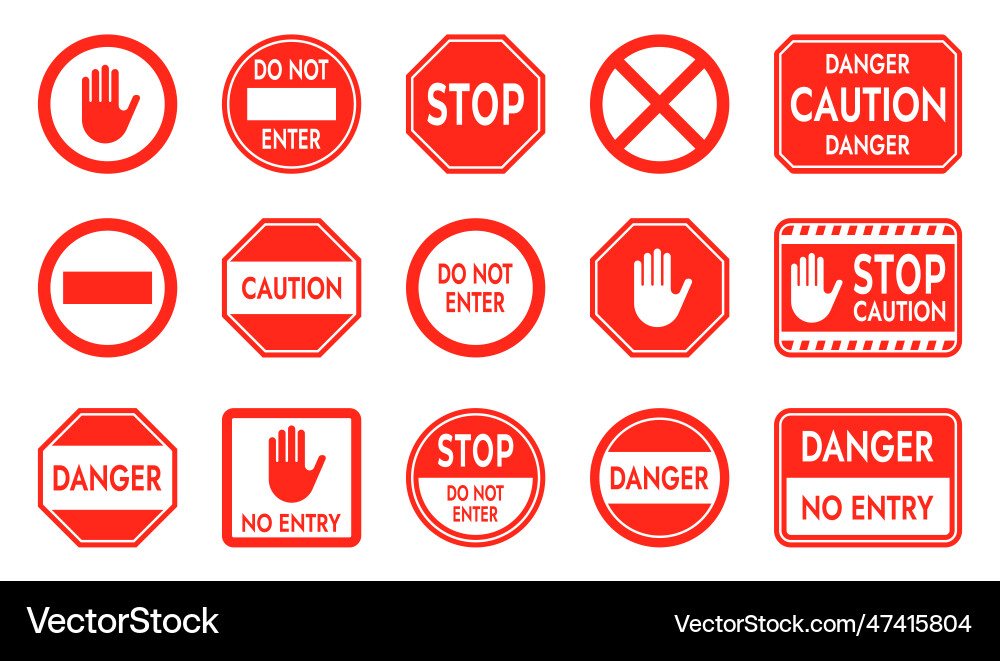 Prohibition stop sign warning danger crosswalk Vector Image