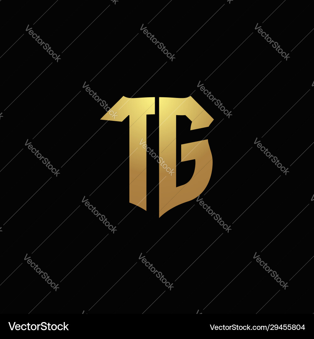 Tg logo monogram with gold colors and shield Vector Image
