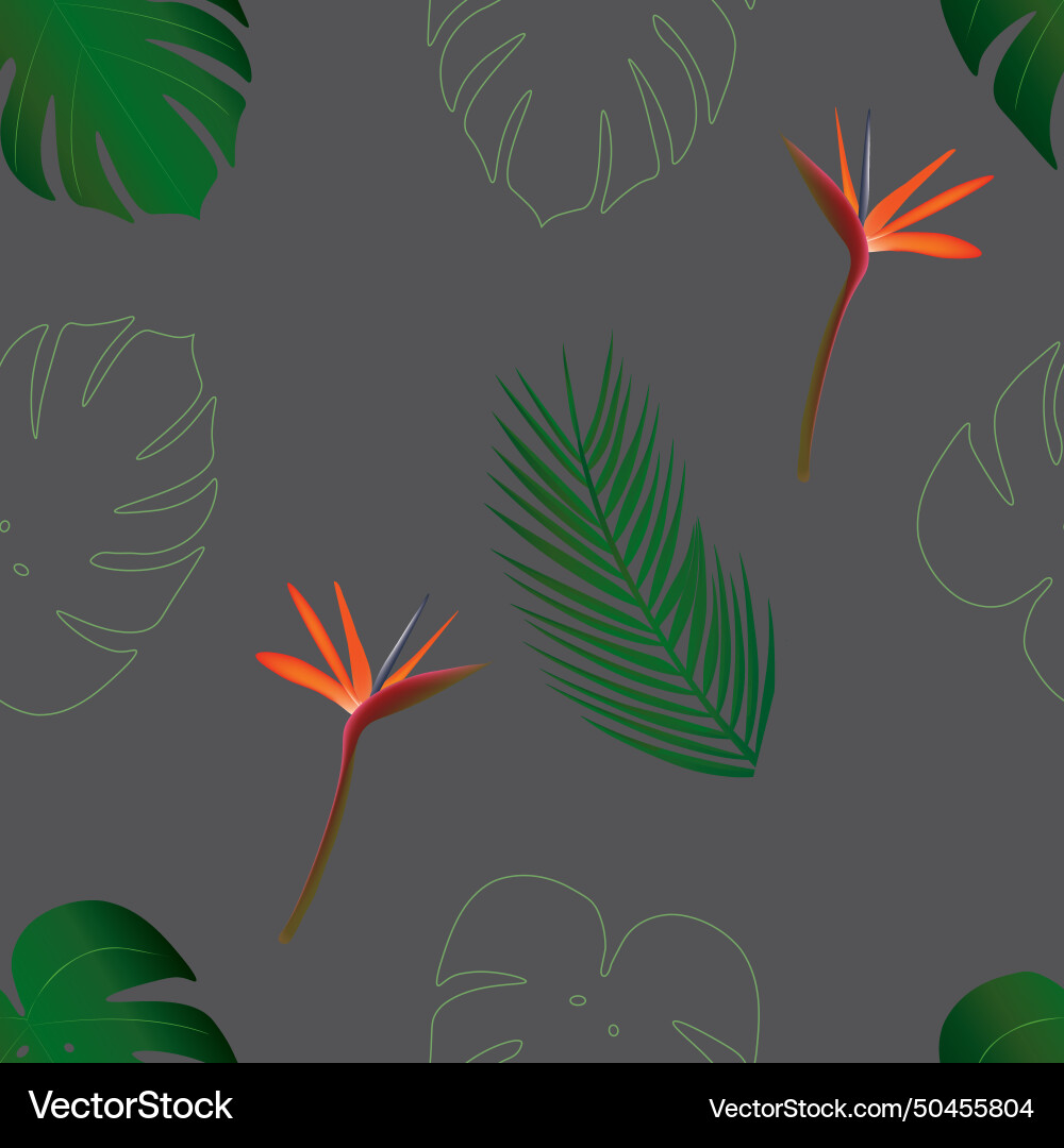 Tropical leaves seamless pattern Royalty Free Vector Image