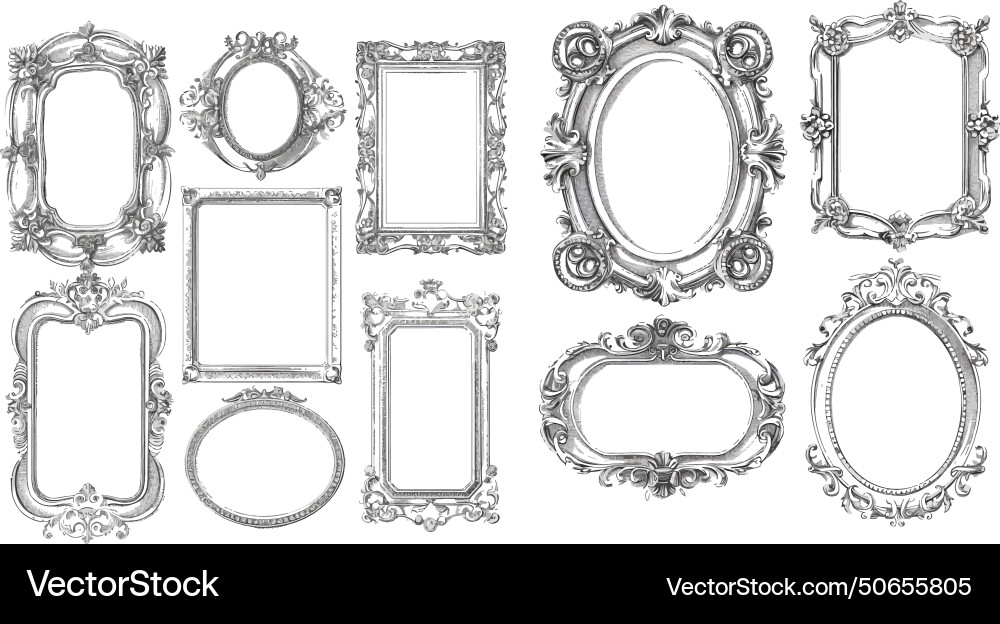 Empty blank vintage frame set Royalty Free Vector Image