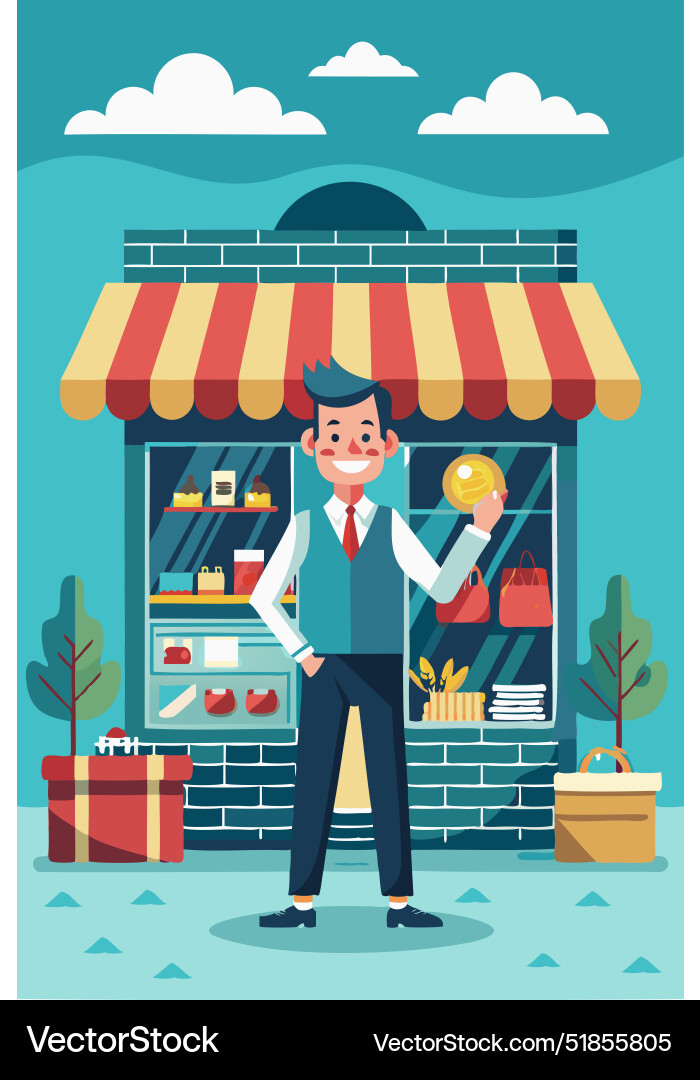 Entrepreneurs retail success before store Vector Image