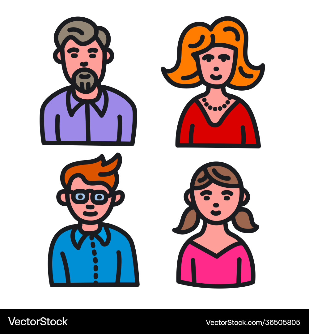 Family avatars set Royalty Free Vector Image - VectorStock