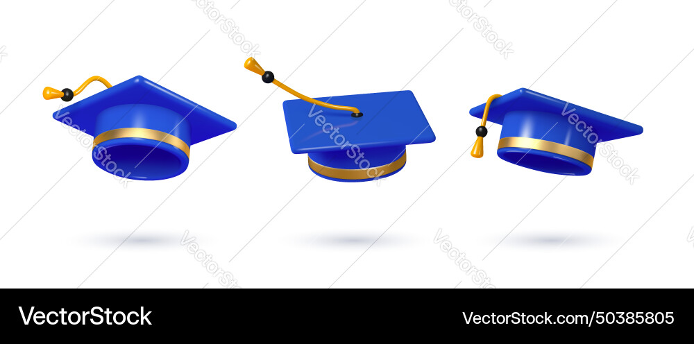 Graduation caps education degree concept Vector Image