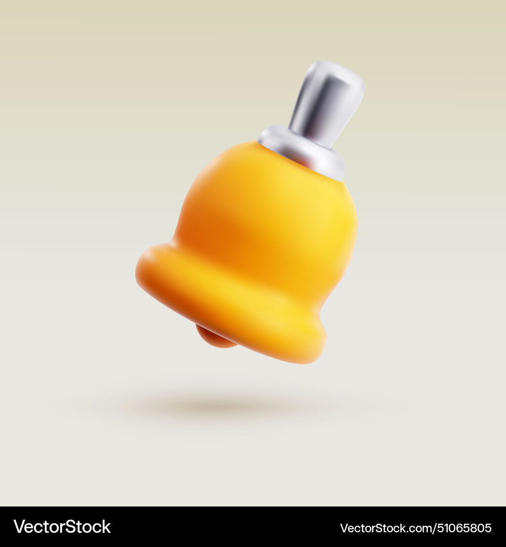 Isolated cute yellow bell notification 3d Vector Image