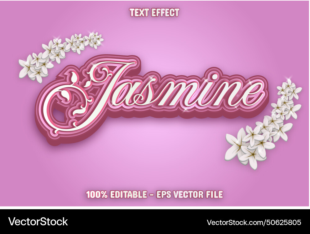 Jasmine editable text effect 3d emboss style Vector Image