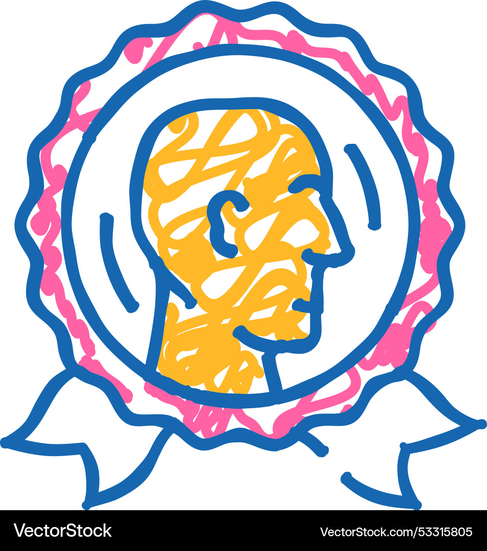 Medal award employee icon doodle Royalty Free Vector Image