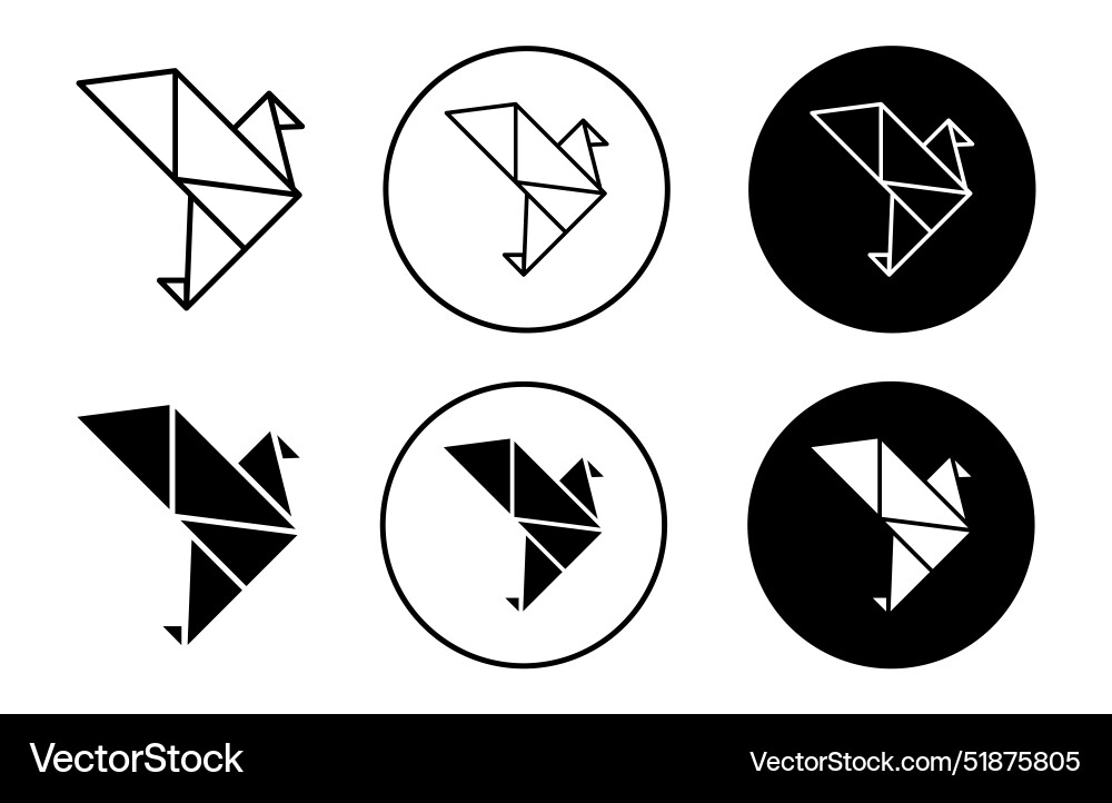 Origami bird icon outline flat Royalty Free Vector Image