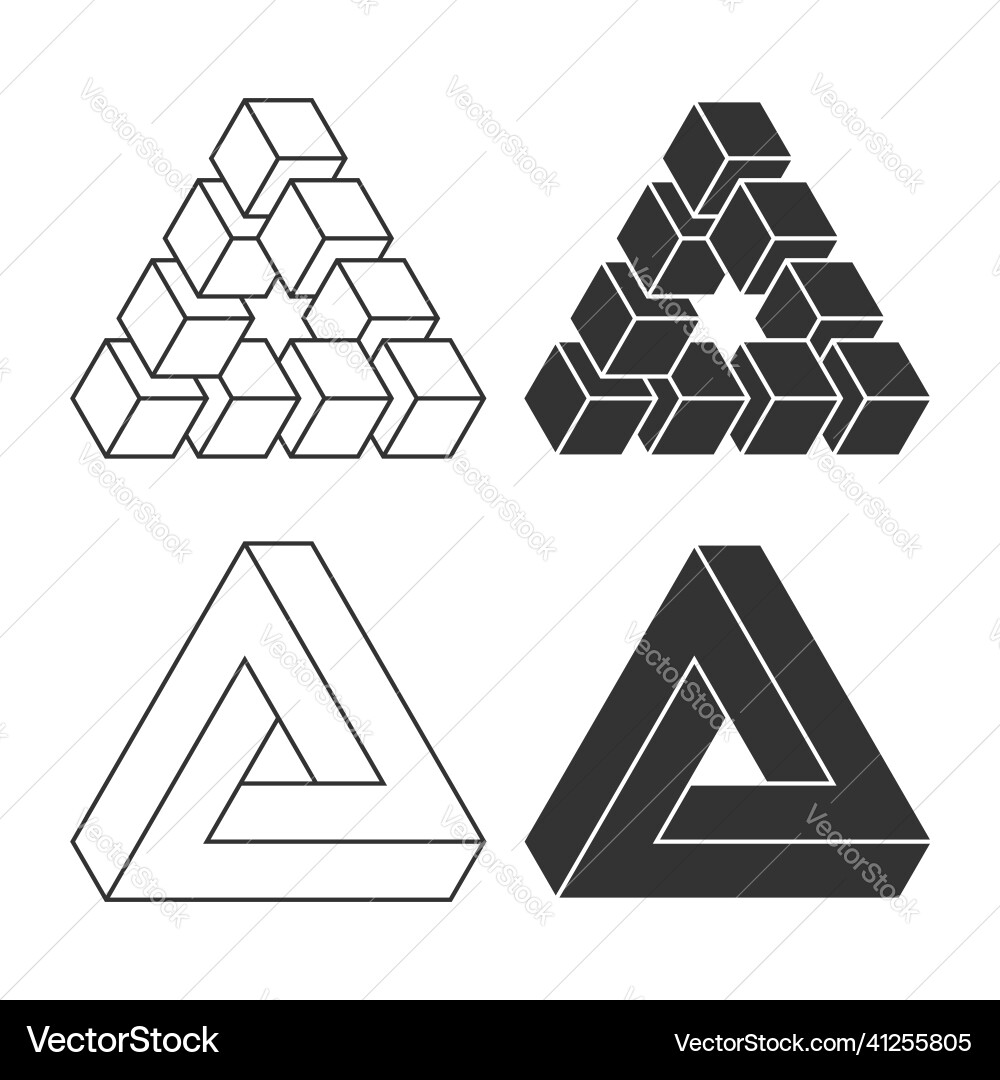 Penrose Triangles - Optical Illusions Royalty Free Vector
