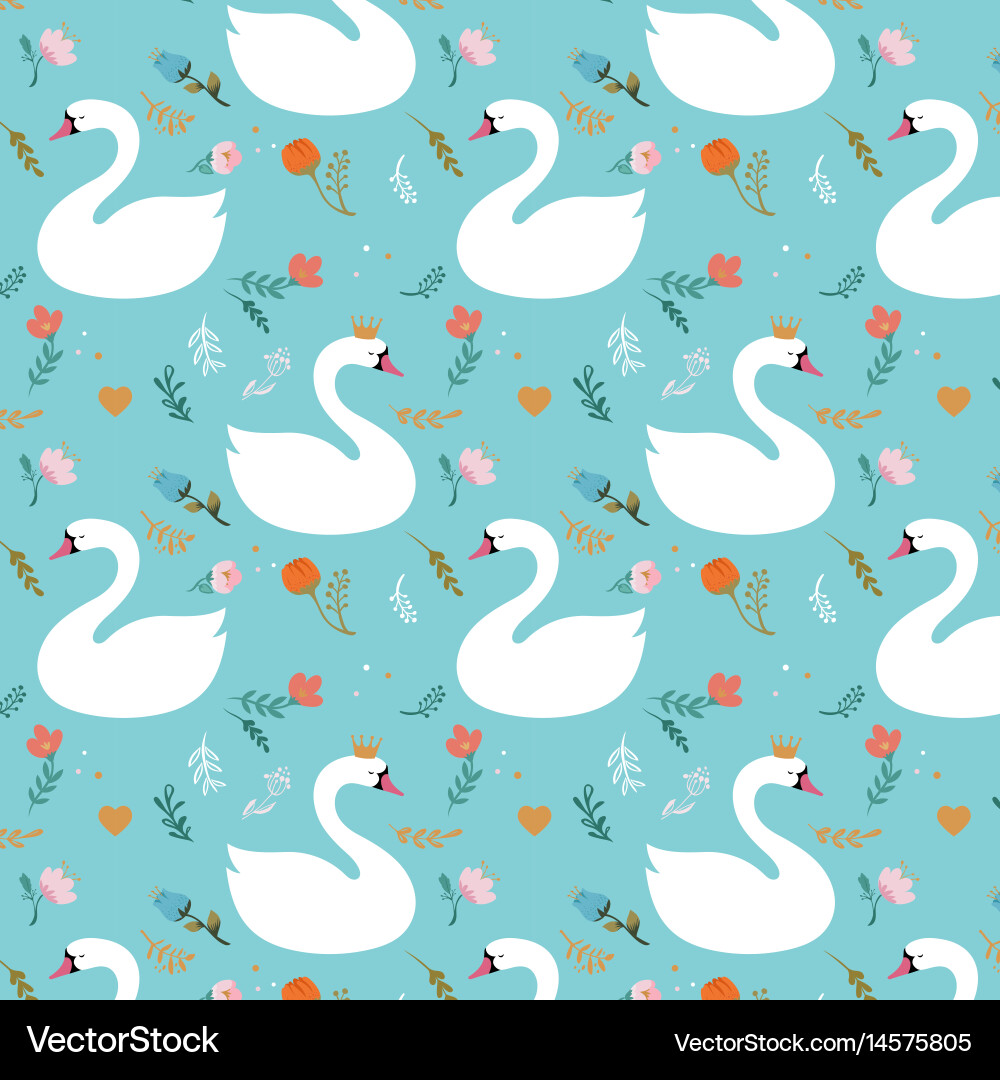 Seamless swan pattern Royalty Free Vector Image