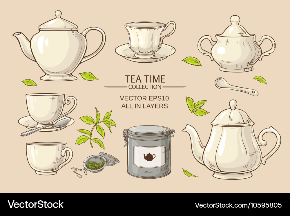 Tea set Royalty Free Vector Image - VectorStock