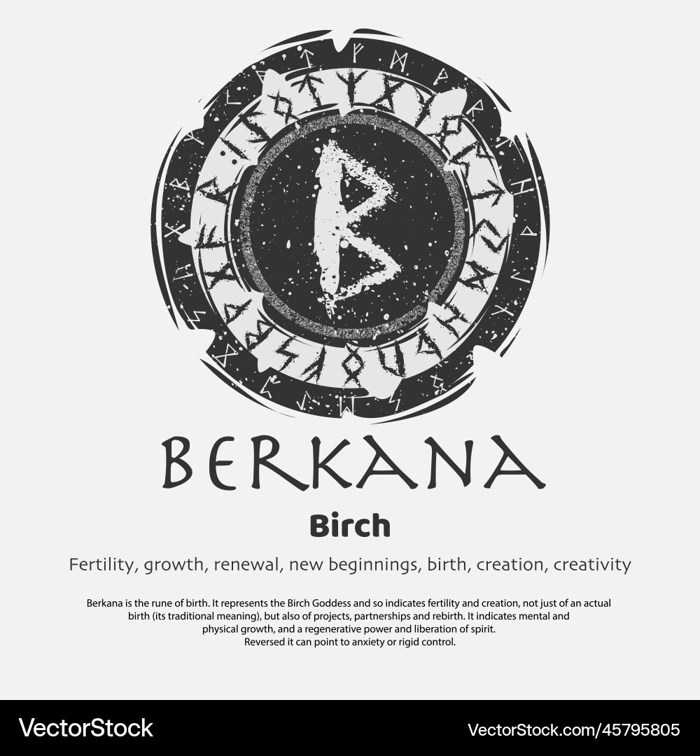 Viking berkana rune dark circle shield Royalty Free Vector