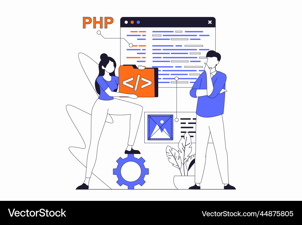 Web development concept with people scene in flat Vector Image