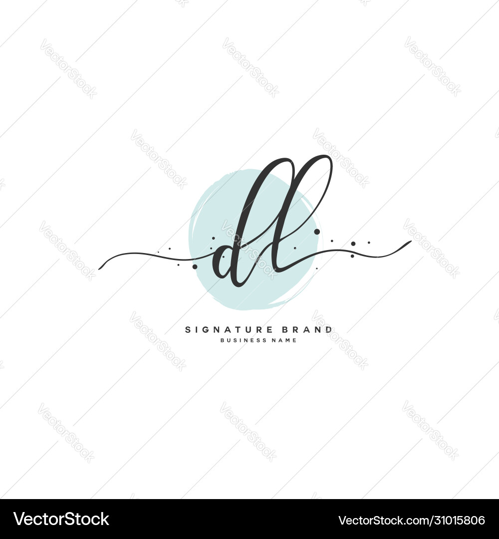 D l dl initial letter handwriting and signature Vector Image