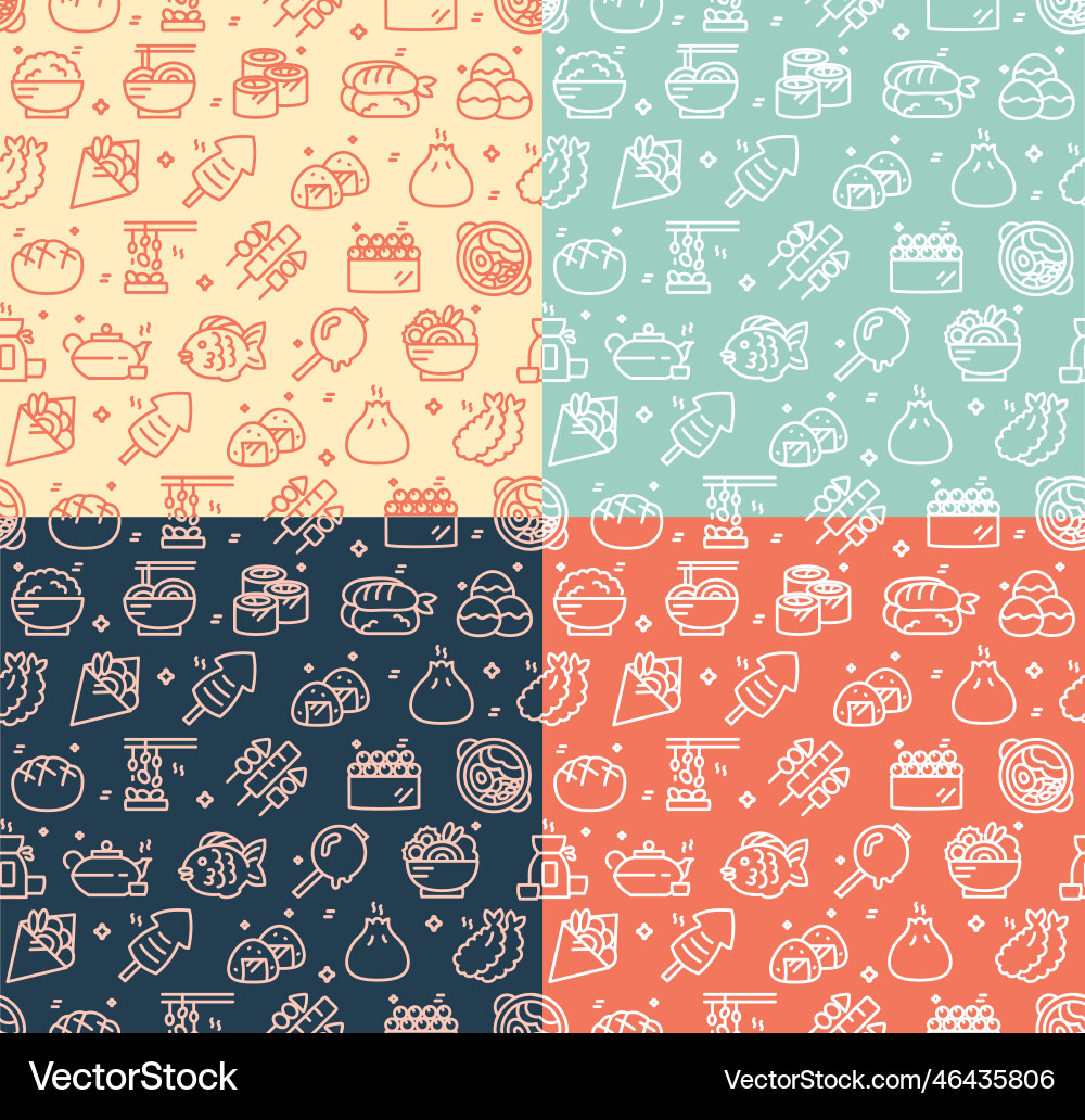 Japan food sign thin line seamless pattern Vector Image