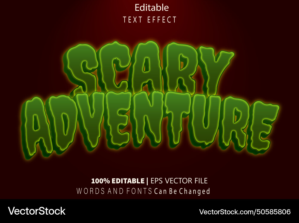Scary adventure editable text effect emboss Vector Image
