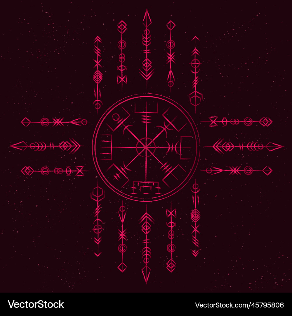 Vegvisir true red outline wallpaper Royalty Free Vector
