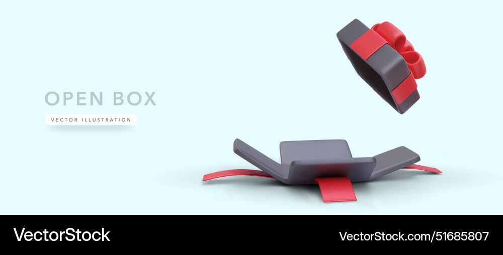 3d realistic open gift box with red ribbon Vector Image