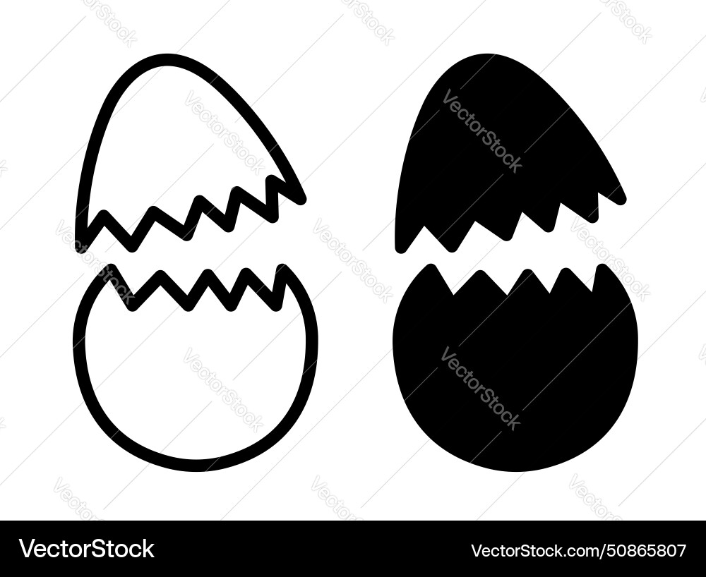 Broken egg icon set egg with crack symbol cracked Vector Image