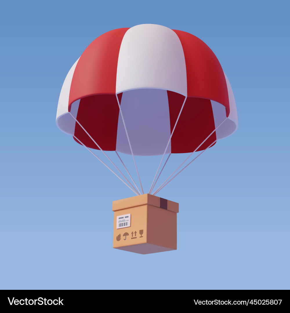 Brown parcel cardboard box with parachute online Vector Image