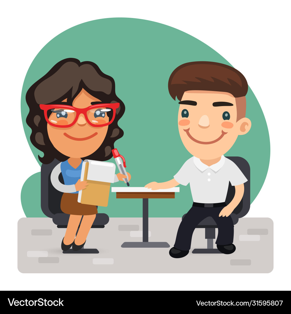 Cartoon Journalist Interview Royalty Free Vector Image