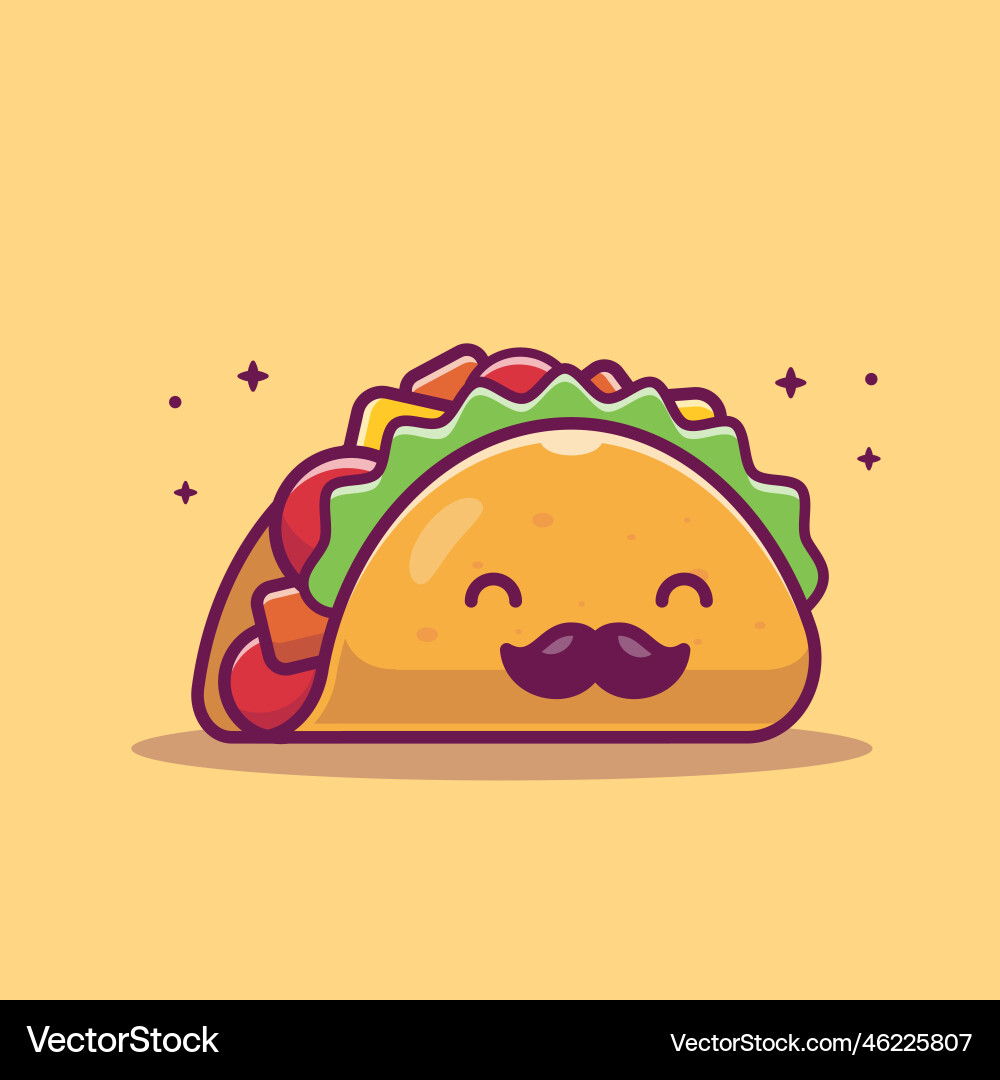 Cute mustache taco cartoon Royalty Free Vector Image Cute mustache taco cartoon Royalty Free Vector Image