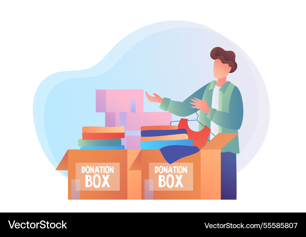 Donation box with clothes Royalty Free Vector Image