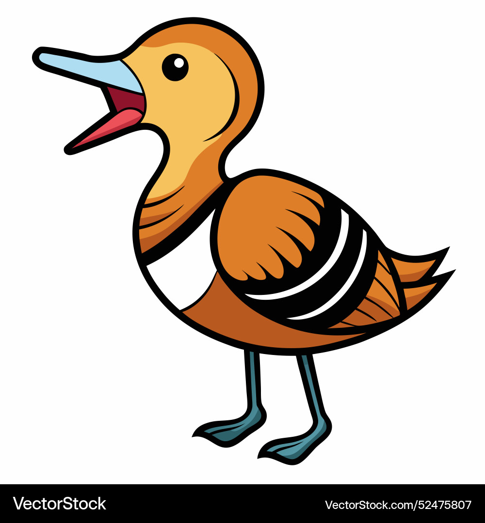 Fulvous whistling duck cries kawaii Royalty Free Vector