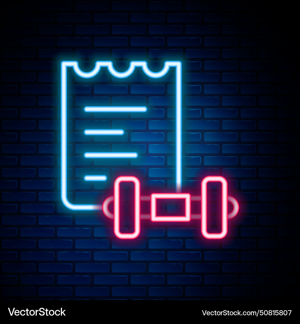 Glowing neon line sport training program Vector Image