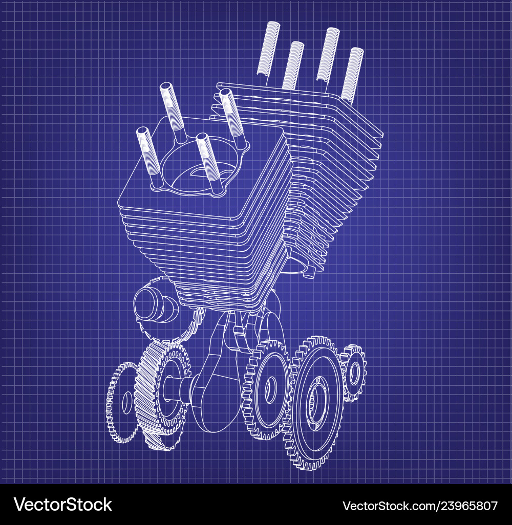 Motorcycle Engine Blueprint Royalty Free Vector Image