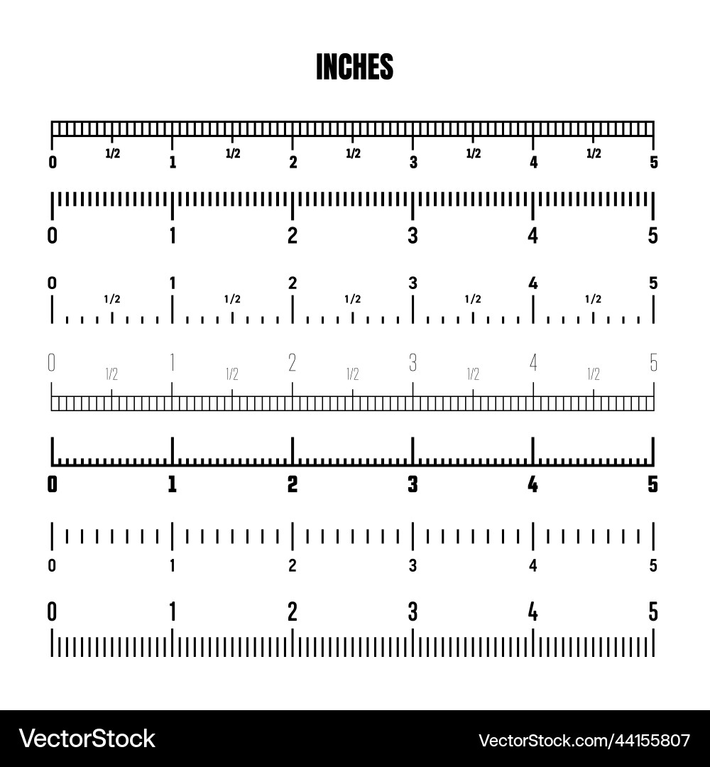 Realistic black inch scale for measuring length Vector Image