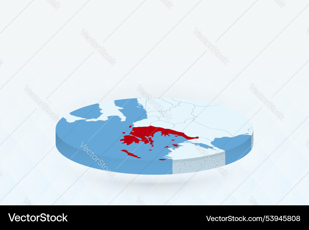 3d isometric map highlighting greece in red Vector Image