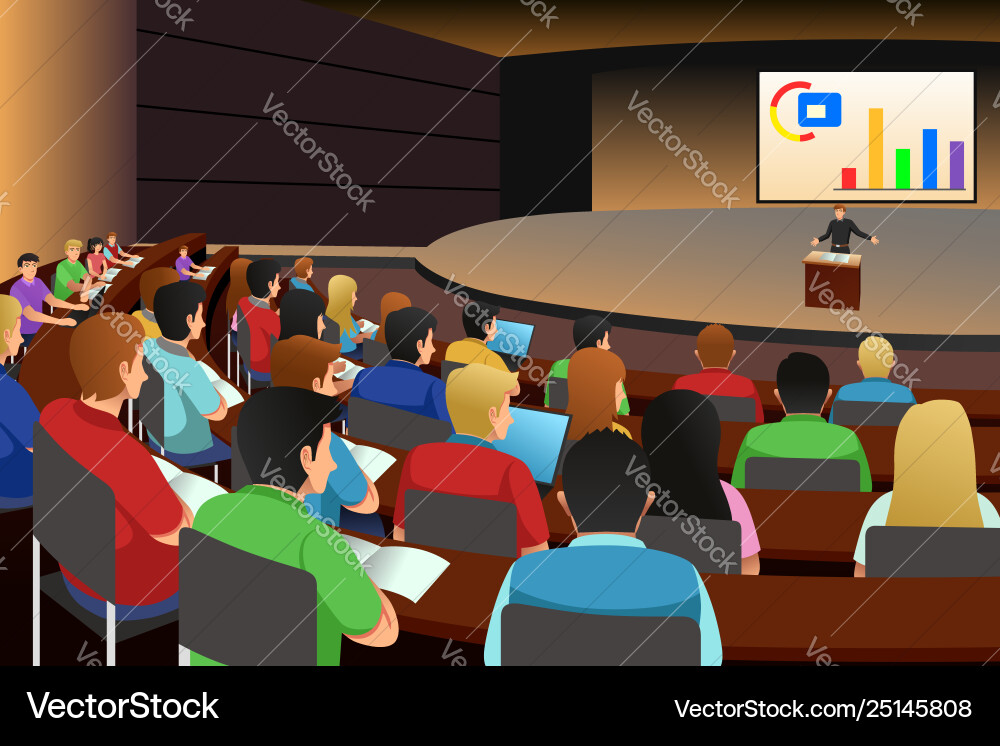 College students listening to professor Royalty Free Vector