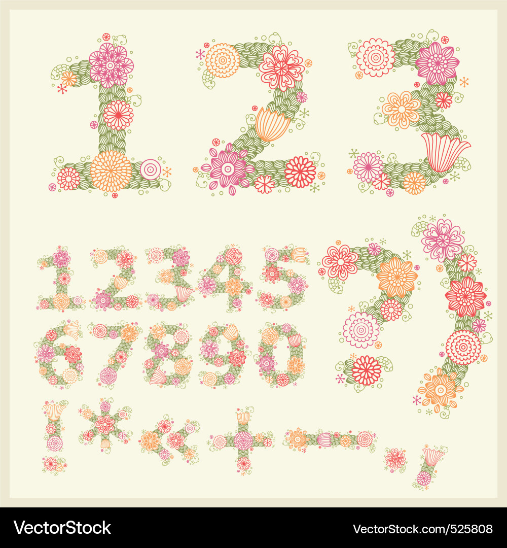 Colorful flower font Royalty Free Vector Image