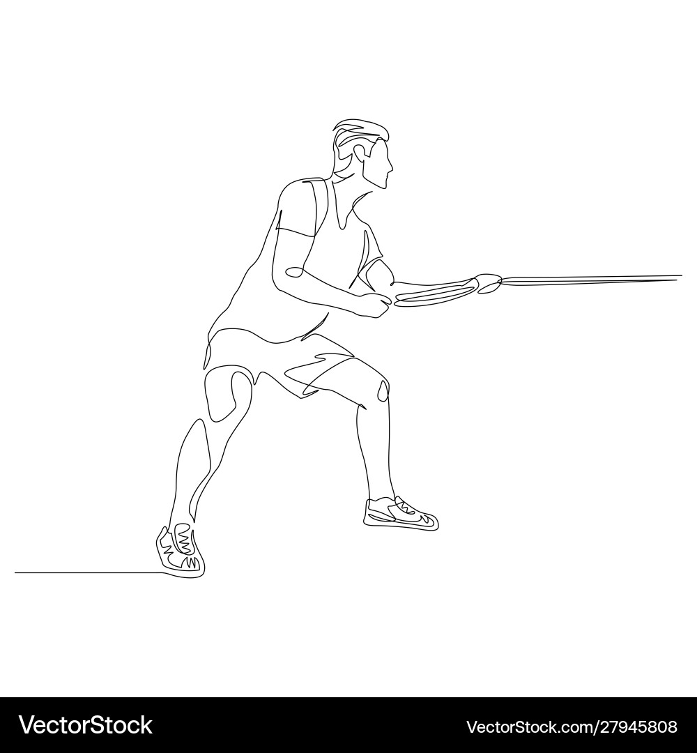 Continuous one line man pulls a rope tug war Vector Image